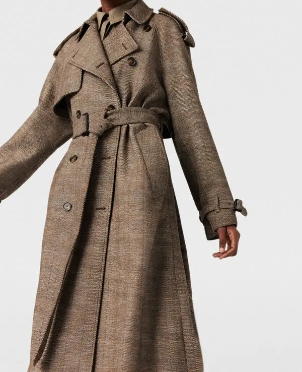 Stella Mccartney Belted Herringbone Trench Coat - Prince Of